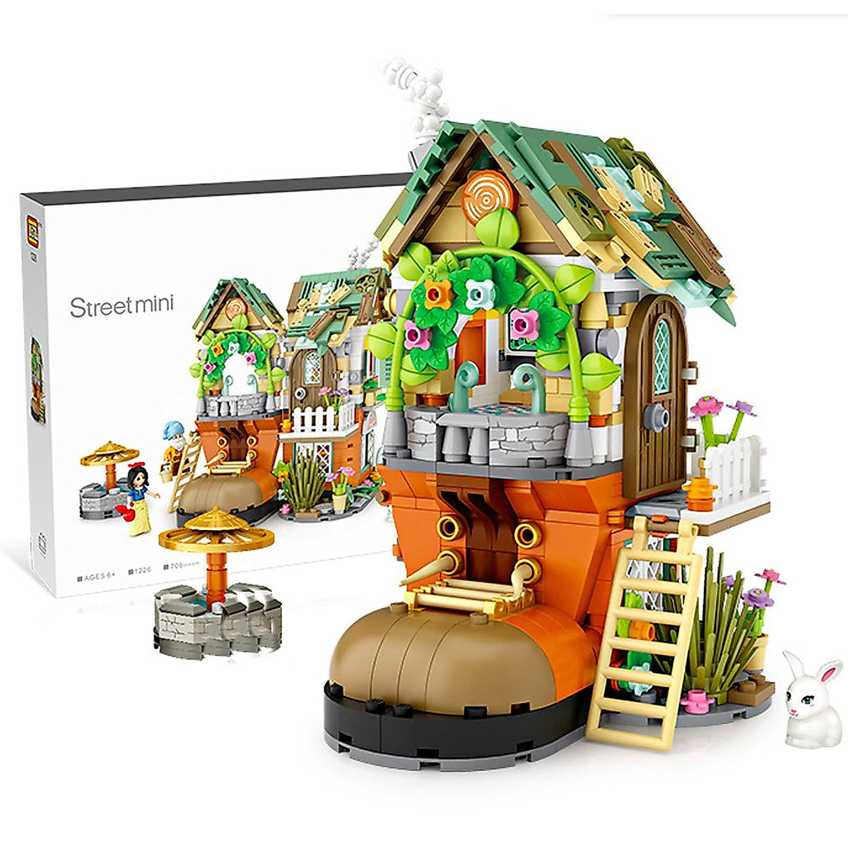 Seyaom Folding Fairy Tale Series House Building Sets, DIY Building Block Creative Construction Play Set,Forest Cabin/Dwarf Cabin Bricks Model Set, for Teens Boys Girls (Dwarf Cabin)