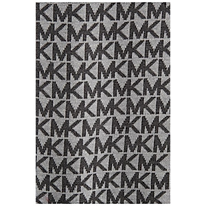 Michael Kors Bordered MK Logo Print Muffler Scarf (Pearl Heather)