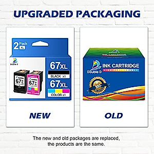 DOUBLE D Remanufactured Ink Cartridge Replacement for HP 67 67XL for Envy 6000 6055 6055e 6455e 6458 6475 DeskJet 2700 2732 2755 2755e 4100 4152e 4155 4155e 4158 Printer (1 Black 1 Tri-Color)