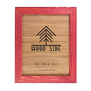 Rustic Wooden Picture Frame 9x12-100% Natural Solid Eco Distressed Wood for Wall Mounting Tabletop Photo Frame - Red