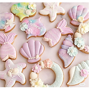 Q-BAKER Mermaid Cookie Cutters,Mermaid tail, Starfish, Seashell-Stainless Steel Holiday Cookie Cutters Shapes for Baking Gift