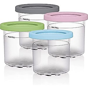 WEBTB Ice Cream Pints Cups Reusable Ice Cream Pints Containers Kitchen Accessory with Lids for Ninja XSKPLID2CD, Compatible with NC299AMZ C300s Series to Ice Cream Mix Finished Products Storage (4PC)