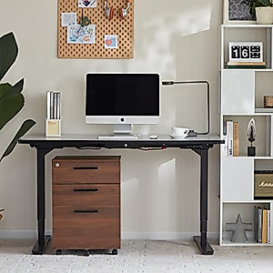 VICLLAX 3 Drawers Locking Mobile File Cabinet, Under Desk Storage Filing Cabinet for Home Office, Brown Walnut