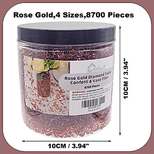 AiFanS Vase Fillers for Centerpieces Home Deco,8700 Pieces Rose Gold Diamond Table Confetti,Fake Plastic Gems for Bridal Shower,Wedding & Party Decorations