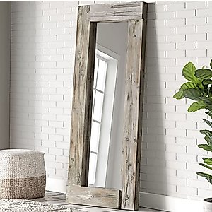 Barnyard Designs Full Length Floor Mirror - Unfinished Wood Leaner Mirror, Large Full Body Rustic Frame, Standing, Leaning or Hanging, Farmhouse Living Room & Bedroom, Natural (24x58 Inch)