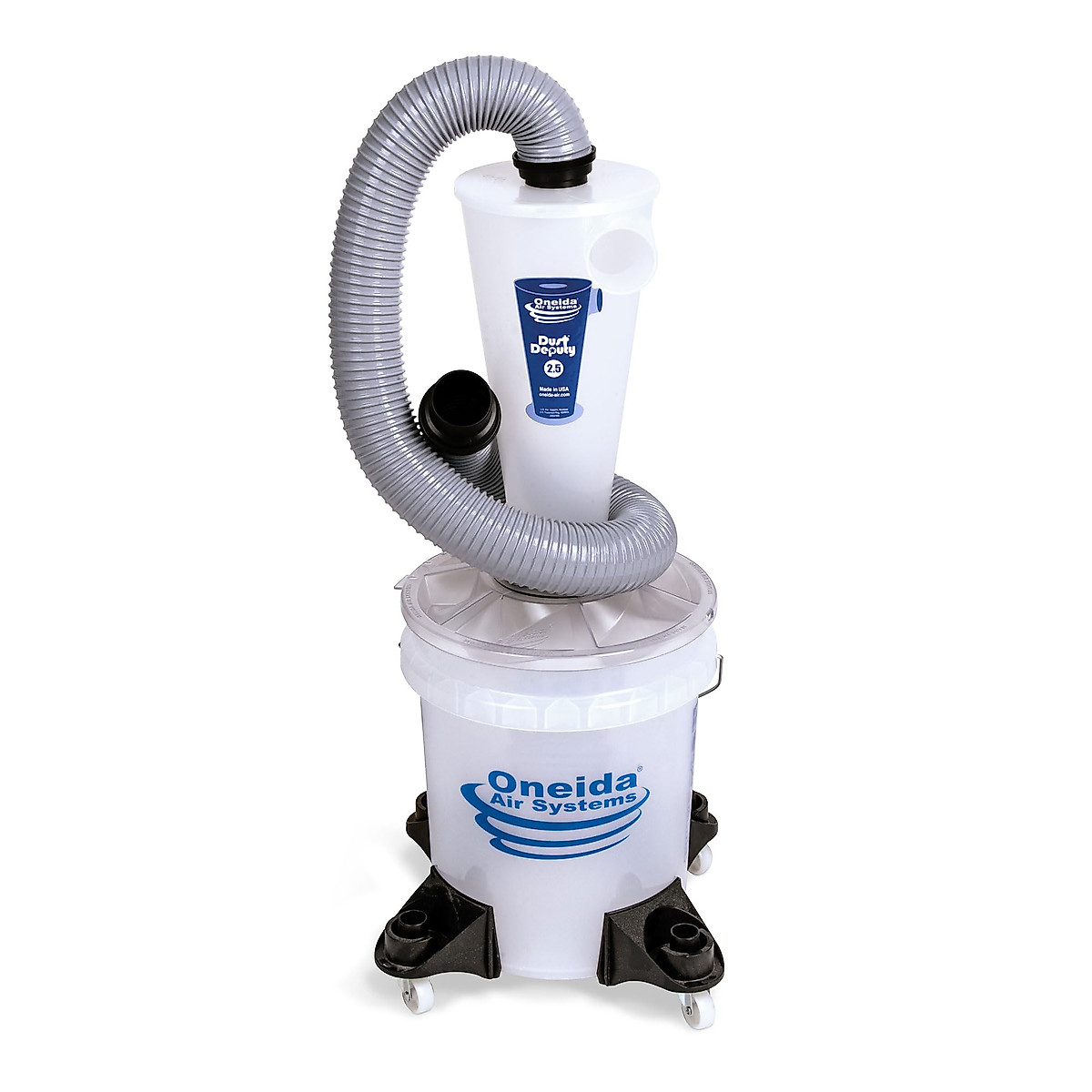 Oneida Air Systems Dust Deputy 2.5 Deluxe Cyclone Separator Kit: Portable Collector with Clear Bucket for Wet/Dry Shop Vacuums (DD 2.5 Deluxe 5-Gal)
