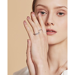 Stackable Ring Set of 4 Pure Silver Ultra Thin Stacking Rings for Women Dainty Gold Ring Minimalist Delicate Diamond Ring (Gold, 8.5)