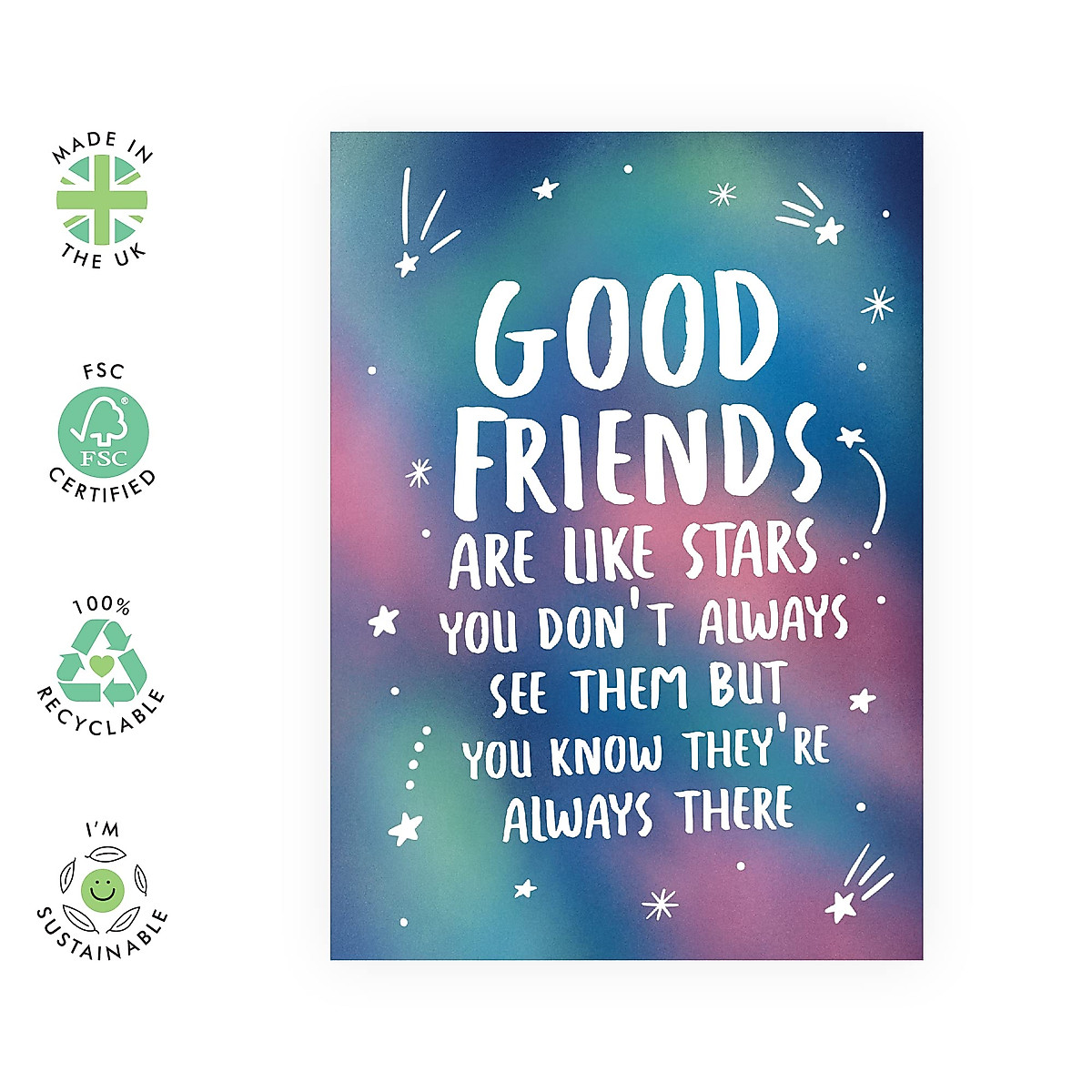 CENTRAL 23 Friend Birthday Card Men Women - 'Friends Are Like Stars' - Best Friend Birthday Cards For Her Him Male Female - Friendship Gifts - Comes With Stickers