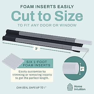 Home Intuition 36 inch Twin Door Draft Stopper for Bottom of Doors Weather Stripping, Black, 1 Pack