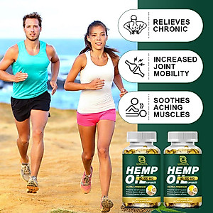 Hemp Oil Capsules - 100% Organic Hemp Oil, 60,000 Max Strength, Supports Immune, Skin, Calm, Sleep & Overall Health - 180 Veggie Softgels