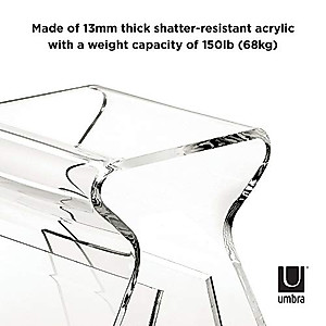 Umbra Magino, Acrylic Side Table, End Table, Stool with Storage, Modern Magazine Rack, Clear,21.725" x 20.9" x 15.125"