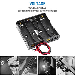 QTEATAK 4 Pack 4 x AA Thicken Battery Holder with I Type Wired Battery Clip Standard Snap Connector