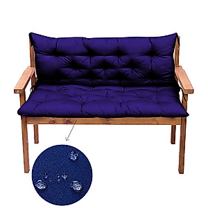 SEAHOME Waterproof Bench Cushion with Backrest, 2 or 3 Seat Swing Replacement Cushions Overstuffed for Garden Patio Furniture Loveseat Swing Outdoor Bench Cushions (59.1 * 39.4 * 3.94inch, Navy Blue)