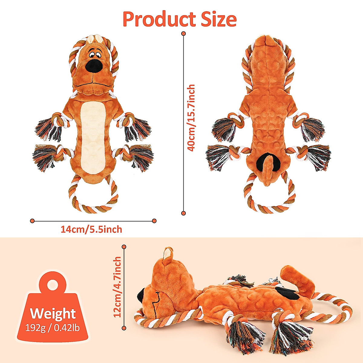 Tough Indestructible Dog Toys for Large Aggressive Chewers, Durable Dog Chew Toy for Large Breed,Aggressive Chew Toys for Large Dogs With Cotton Material & Crinkle Paper,Dog Chewing Toys Small Large