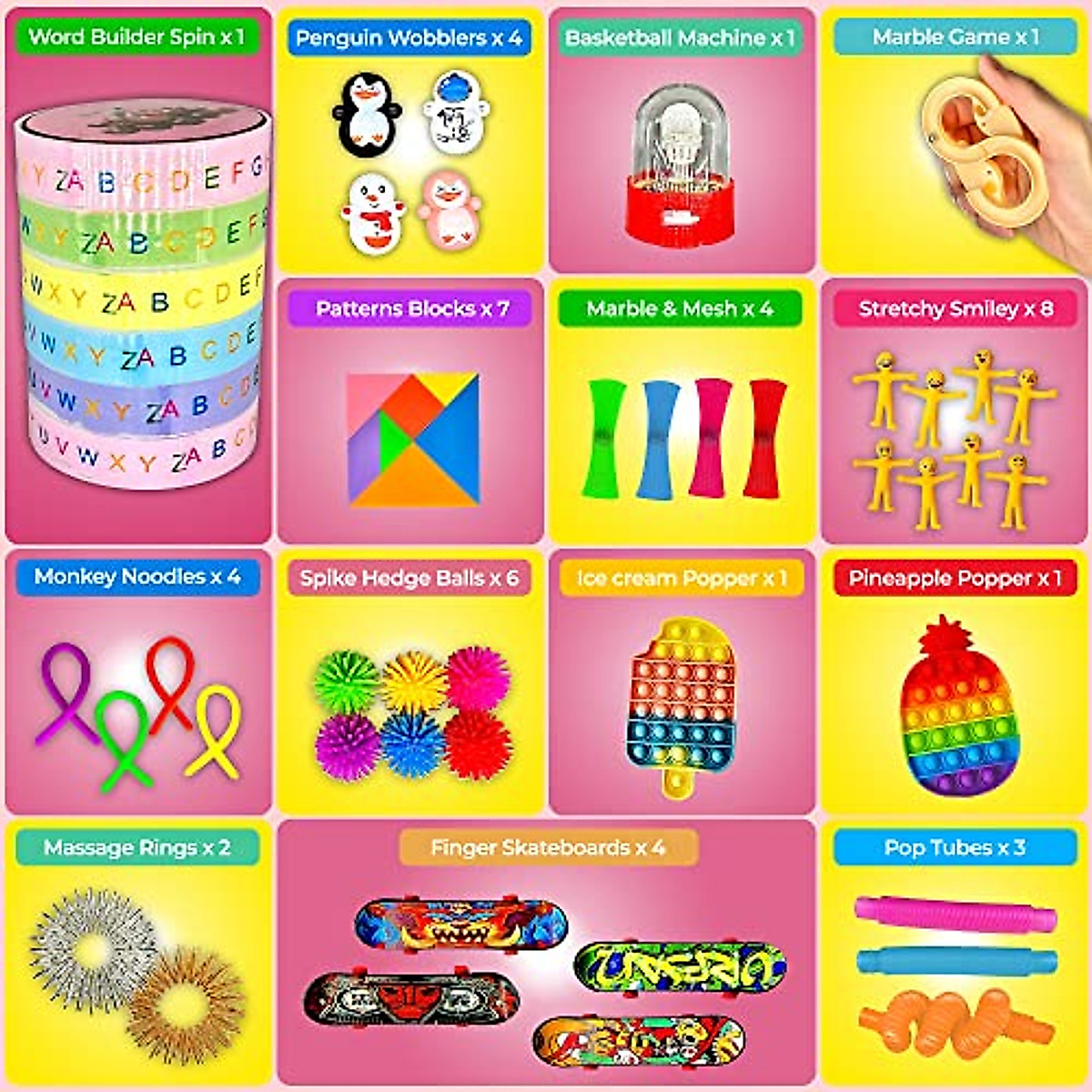 82 Pack Fidget Toys Set, Sensory Party Favors Gifts for Boy Girl Kids Adults Autism Stress Relief Stocking Stuffers Pop It Autistic Bulk Goodie Bag Filler Treasure Box Classroom Prizes School