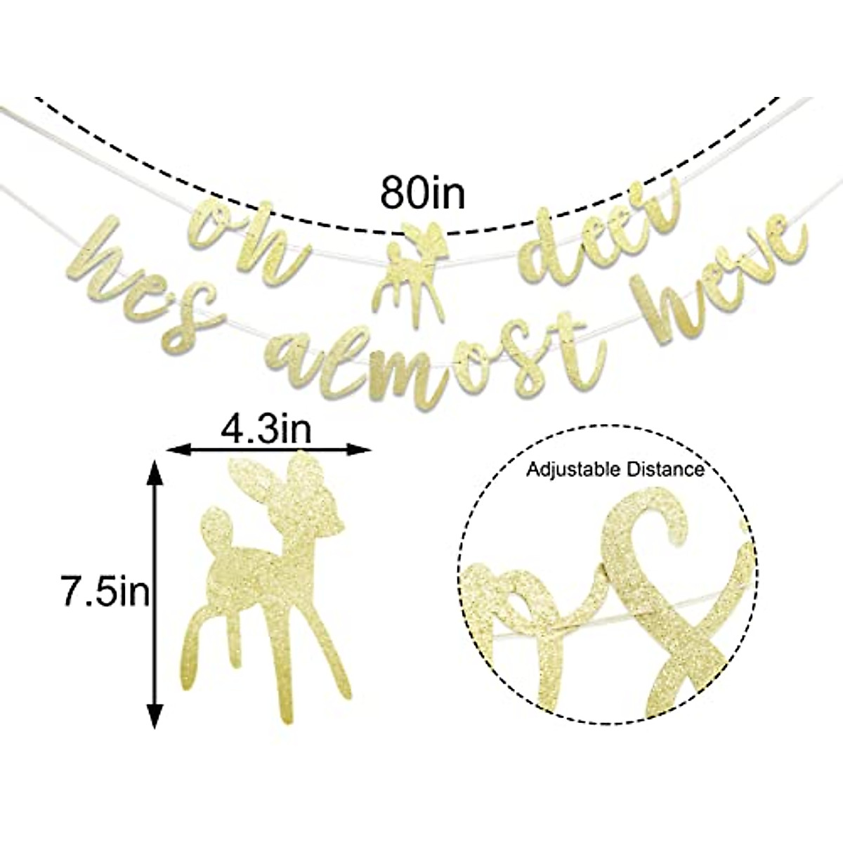 Oh Deer He's Almost Here Banner- Boy Woodland Baby Shower Decorations, Oh Deer Baby Shower Banner, Woodland Creature Baby Shower Party, Woodland Baby Boy Shower Party Decoration