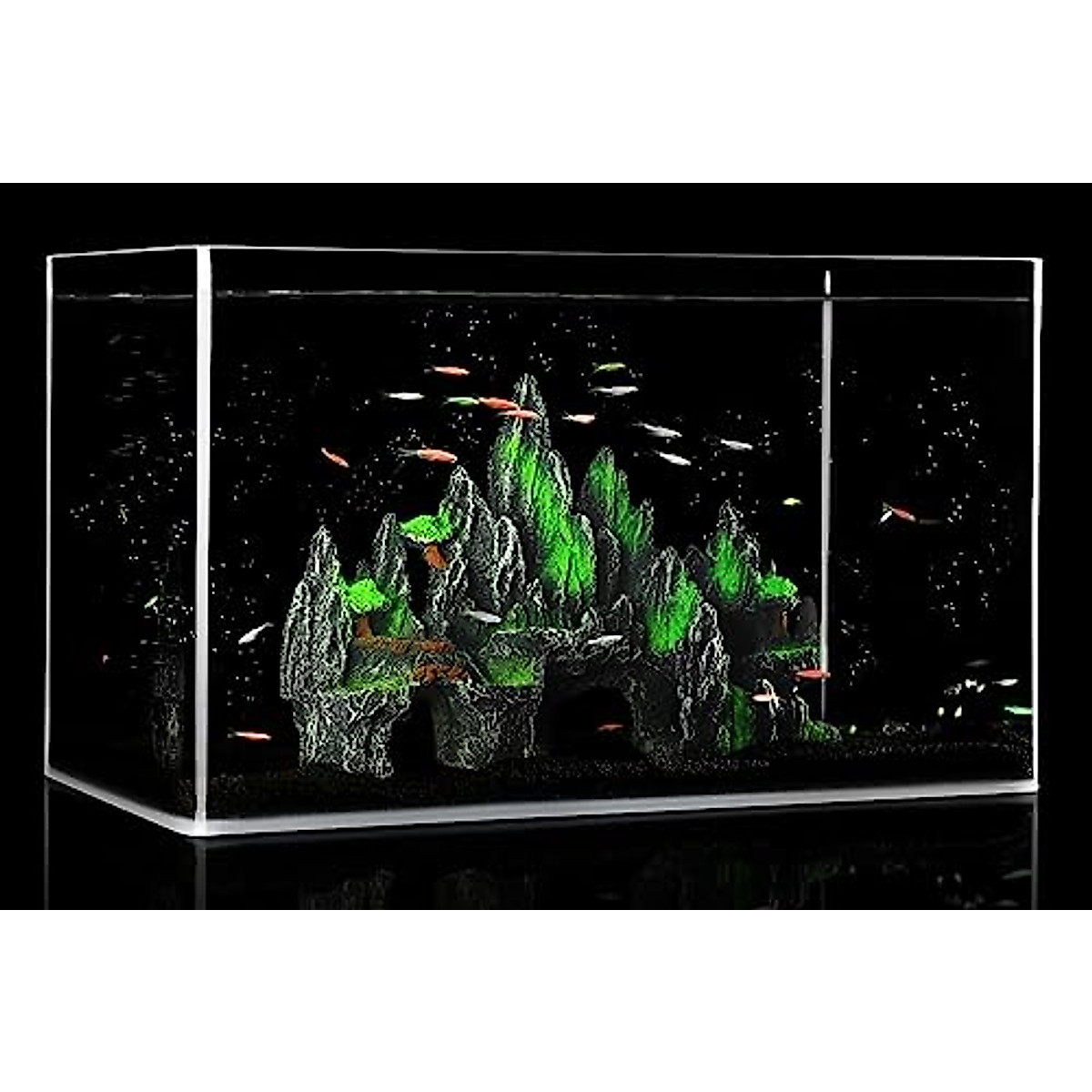 IBWell Aquarium Ornament Rock Cave Landscape, Artificial Mountain Hill View Stone with Moss, Fish Tank Decoration