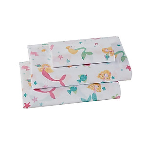 Better Home Style Under The Sea Life Mermaid Girls/Kids/Teens 3 Piece Sheet Set with Pillowcase Flat and Fitted Sheets Set with sea Stars and Seahorses # Pink Mermaid (Twin)