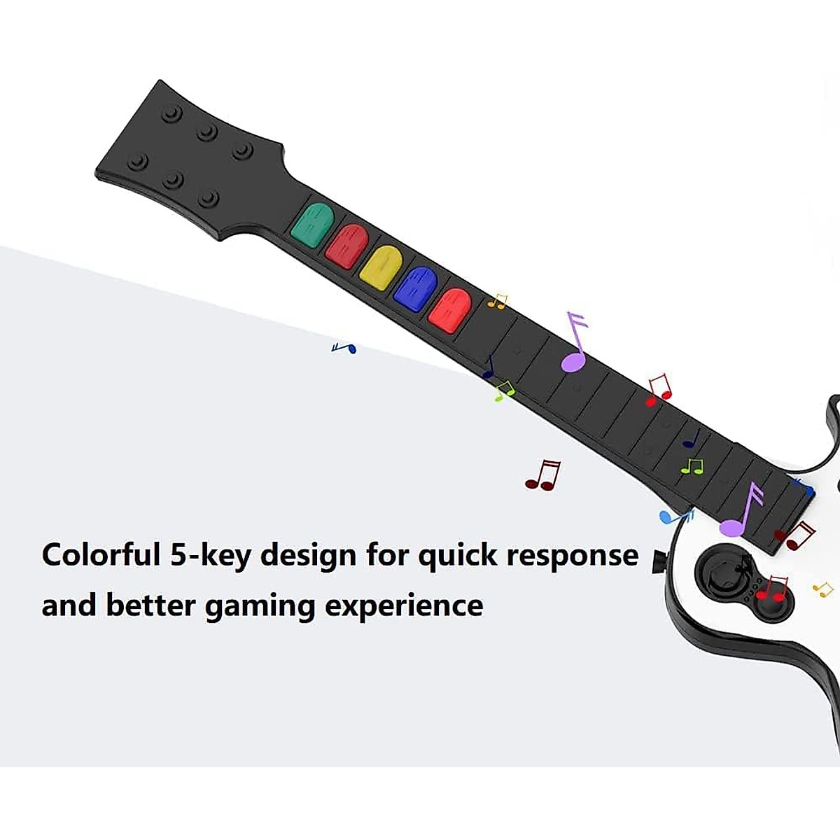 DOYO Guitar Hero Controller for PC and PS3, Wireless Guitar for Guitar Hero 3/4/5 and Rock Band 1/2 Games, Guitar Hero Guitar with strap (5 Keys/White)