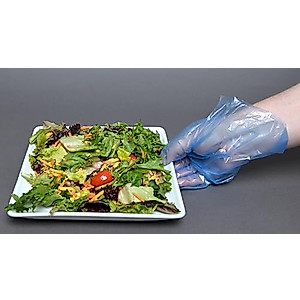 Daxwell Poly Gloves, Easy-Fit Food Prep Gloves, Header Gloves, One Size Fits All, Blue, With Wall Mount, F10003538 (Case of 1,000, 20 Cards of 50)