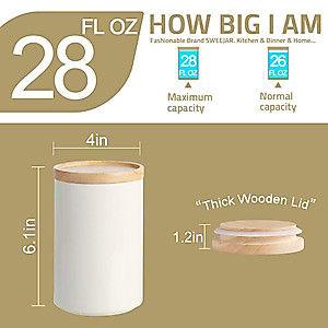 Sweejar Kitchen Canisters Ceramic Food Storage Jar, Stackable Containers with Airtight Seal Wooden Lid for Serving Ground Coffee, Tea, Sugar, Salt and More - 28 Fl Oz (Gray)