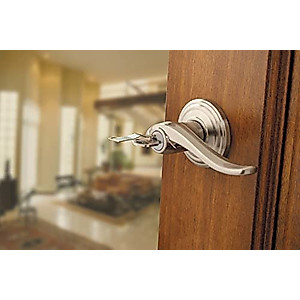 Kwikset Tustin Entry Door Lock Lever, Secure Keyed Exterior Entrance, With Reversible Handle, SmartKey Re-Key Security Technology and Microban Protection in Venetian Bronze