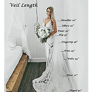 Acenail 2 Tiers Bride Wedding Veil Waist Veil Short Lace Edge Veil with Comb Bridal Tulle Hair Accessories for Brides(Ivory)