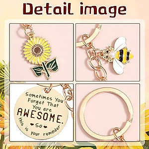 GiftoBi Sunflower Keychains Gifts for Women Sunflower Inspirational Keyring Friendship Sunflower Keychain Gifts Sunflower Key Chain for Women Men Bag Purse Wallet Handbags Backpack