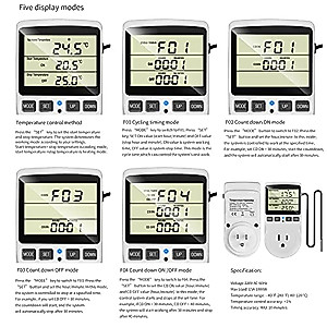 KEBIDU Digital Temperature Controller Reptile Thermostat Controlled Cooling Heating Pet Mat Pad Outlet Plug Timer for Reptiles Aquarium Homebrew Greenhouse Fermentation ℉/℃ 15A 1800W