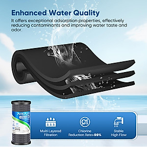 PUREPLUS Coconut Shell Water Filter Cartridge | Activated Carbon Block CTO | Universal Whole House 5 Micron 10 inch Cartridge | Compatible with WFHDC8001, CB-BB-10, EPM, EP-BB, 3Pack