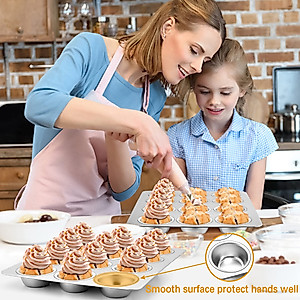 LIANYU Muffin Top Pan Set of 2, Nonstick 12 Cups Muffin Baking Pans Tins, Stainless Steel Cupcake Pan Tray for Baking Oven, Family Party Dishwasher Safe