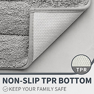 GRANNY SAYS Gray Bathroom Rugs, Bath Mats for Bathroom Non-Slip, Super Soft and Water Absorbent, Microfiber Bath Rugs, Machine Wash Dry, Bathroom Rugs for Bathroom Floor, Tub and Shower, 16" x 24"