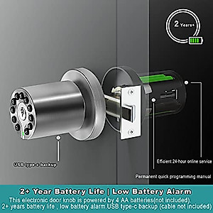 BOTHSTAR Keypad Door Knob with Key,Keyless Entry Door Lock, Code Locks Door Knob, Auto Lock,50 User Code,Easy to Install,for Home,Office,Hotel,Bedroom,Garage,No Deadbolt