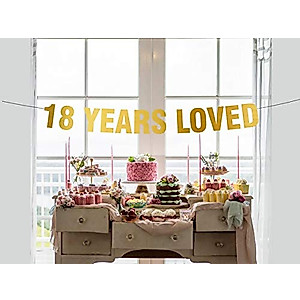 18th birthday banner -18th birthday decorations - 18 Years Loved - Gold Banner - 18th Birthday Party - Birthday Banner - Eighteen Banner - 18th Party Decorations -18th Party Banner-anniversary decor