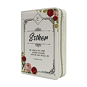 10x7 Inch Personalized Bible Cover – Create Your Own Design, Custom Bible Cover and Carrying Case with Handle – Leatherette Book Covers and Bible Case for Women - White (Design 3)