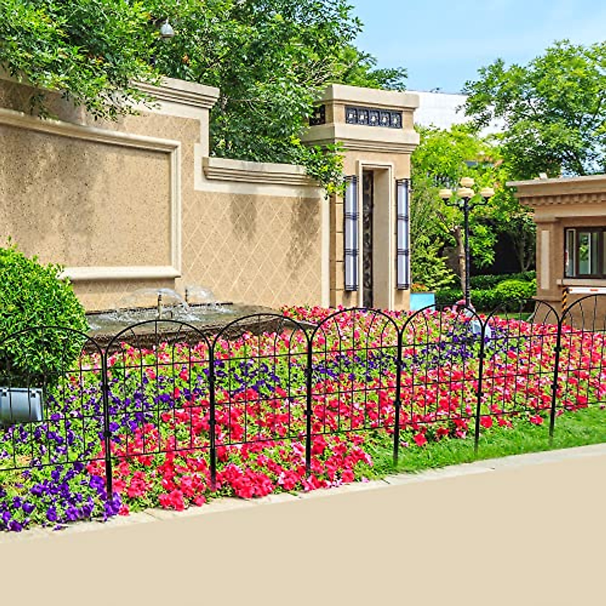 Decorative Garden Fence 10 Pack, Animal Barrier Fence, No Dig Fencing 24in (H) x 10ft (L) Metal Wire Panel Garden Fence Border, Dog Rabbits Ground Stakes Defence No Dig Fence for Outdoor Patio,10FT