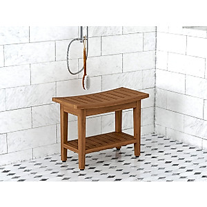 AquaTeak Patented 24" Maluku Teak Shower Bench with Shelf