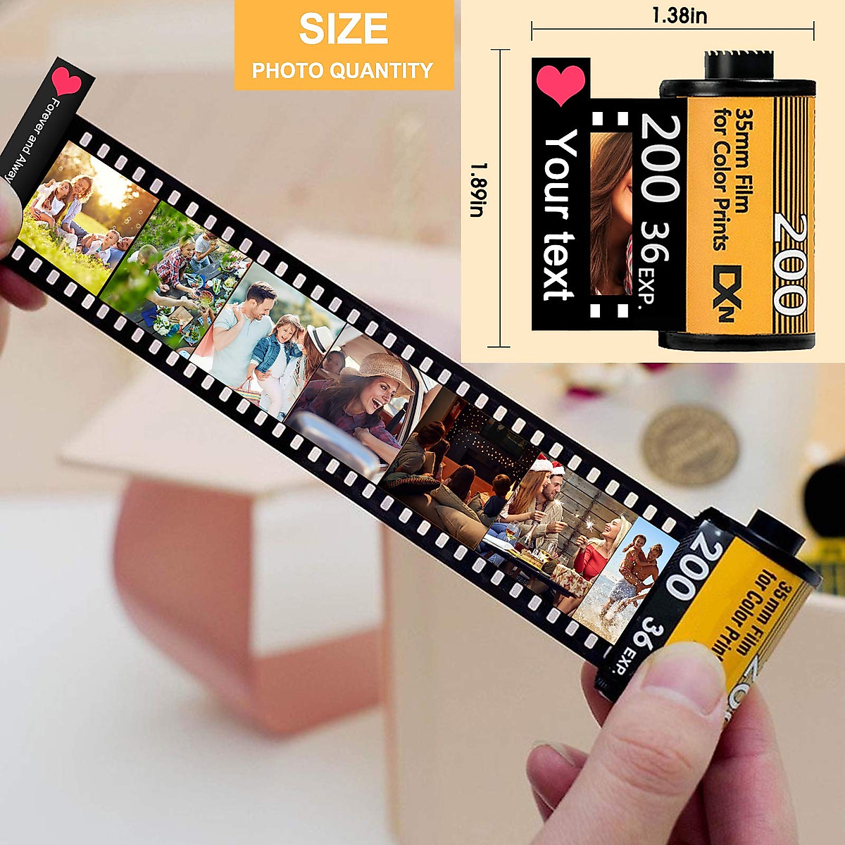 Yananka Personalized Camera Film Roll Keychain with Photo,Custom Personal Roll Keyring,Customized Pictures Gifts for Men Women (10 Photos)