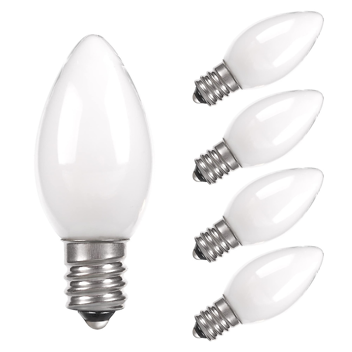 Sphoon C7 Candelabra Led Light Bulbs, Small Night Light Bulb, 0.6 Watt Equivalent 7W Incandescent, E12 120V Lamp, Warm White 2700K Nightlight Replacement Bulb for Window Candle & Chandeliers, 5 Pack