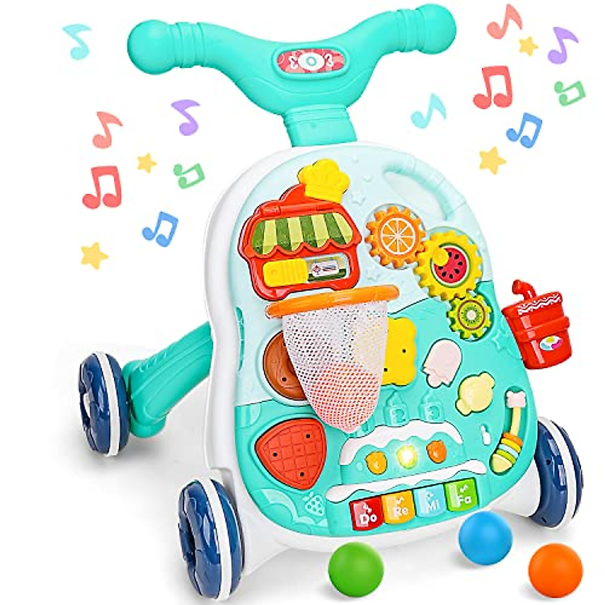 TOY Life Baby Push Walkers and Standing Activity Center, Sit to Stand Walker for Baby Boy Girl, 2 in 1 Push Toys for Babies Learning to Walk, Music Walking Toys for Babies Infants 6-12 Months(Green)