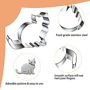 9 PCS Cat Cookie Cutters Set, Assorted Cat Shape Metal Cookie Cutters, Cat Face, Cat Butt, Cat Paw Cookie Cutters Molds for Baking Cat Party Supplies, Silver