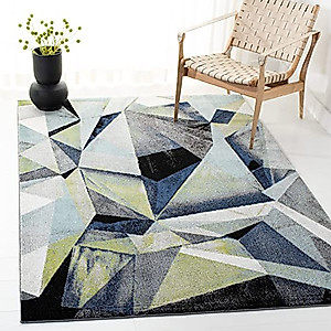 SAFAVIEH Porcello Collection 6'7" Round Light Grey/Orange PRL6940F Modern Abstract Non-Shedding Dining Room Entryway Foyer Living Room Bedroom Area Rug