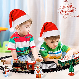 Toyvian Christmas Railway Train Set with 47.2" Railway Track & 4 Cars Lights and Sounds Railway,Battery Operated Locomotive Engine Play Set Electronic Toys Gift for Kids