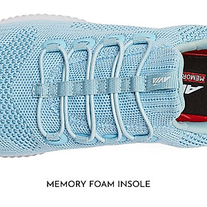 Avia Air Slip On Shoes for Women - Casual Comfortable Athletic Tennis Walking Sneakers for Women with Memory Foam - Aqua Blue/Navy Blue, 7.5 Medium