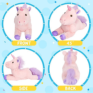 Houswbaby 19'' Light Up Unicorn LED Stuffed Animal Glow at Night Soft Plush Toy Birthday Gift for Kids Girls, Pink