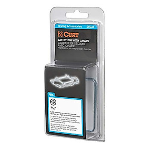CURT 25035 Trailer Coupler Pin with 12-Inch Chain, 5/16-Inch Diameter x 3-Inch Long, Clear ZINC