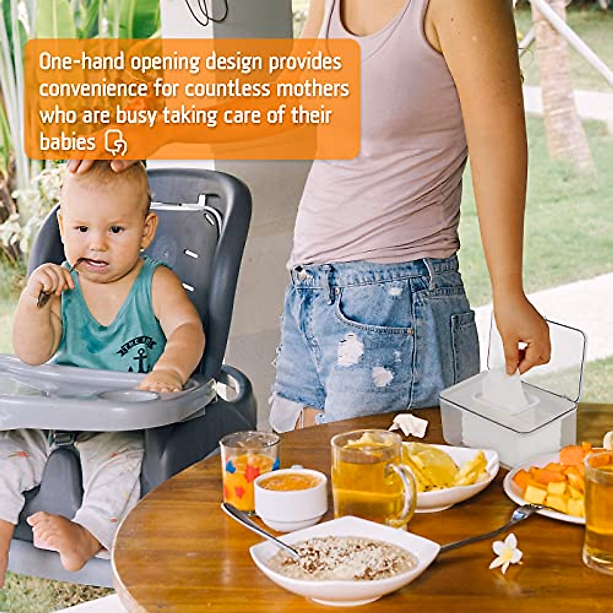 Flenpptly Baby Wipes Dispenser, Wipe Holder Wipes Container Large Capacity Keep Wipes Fresh & Easy to Open (Transparent)