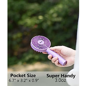 HonHey Handheld Fan, Super Mini Portable Fan with Rechargeable Battery Operated and 3 Adjustable Speed, Personal Hand Held Fan for Girls Women Kids Outdoor Travelling Indoor Office Home Eyelash Fan