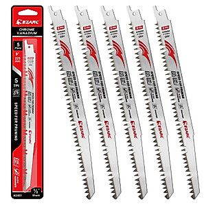 EZARC Wood Pruning Reciprocating Saw Blade 9 Inch, Fleam Ground Teeth Pruning Saw Blades for Tree Trimming, Wood/Wet Wood Cutting, 5 Pieces