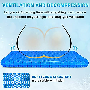 Ecofeen Gel Seat Cushion - Non-Slip Egg Seat Cushion Chair Pads - Office Chair Car Seat Cushion for Sciatica & Back Pain Relief - Coccyx Cushion for Home, Wheelchair, Computer, Desk Chair, Truck